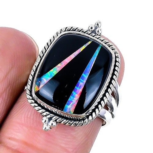 Aura Opal Composite Stone Solid Sterling Silver Statement Ring Jewelry Size 7 | eBay
