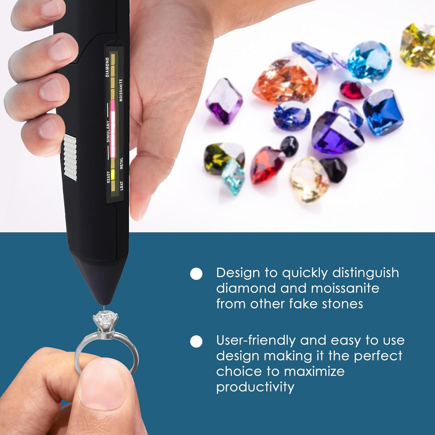 2 in 1 Diamond Tester, Diamond and Moissanite Tester Diamond Tester Pen ...