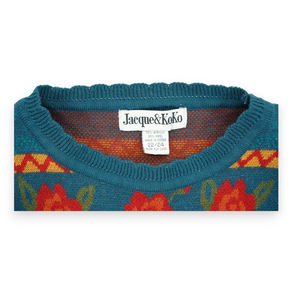 Vintage 90s Jacque & Koko Womens Sweater All Over Abstract Pattern Size ...
