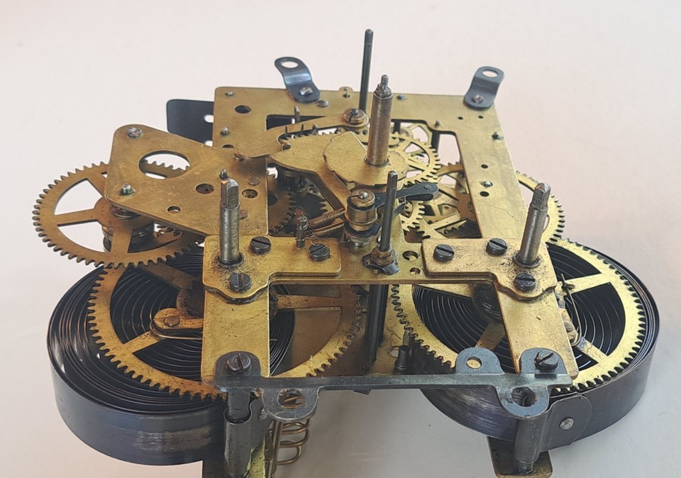 Antique Sessions Mechanical Movement Westminster Tambour Mantel Clock ...