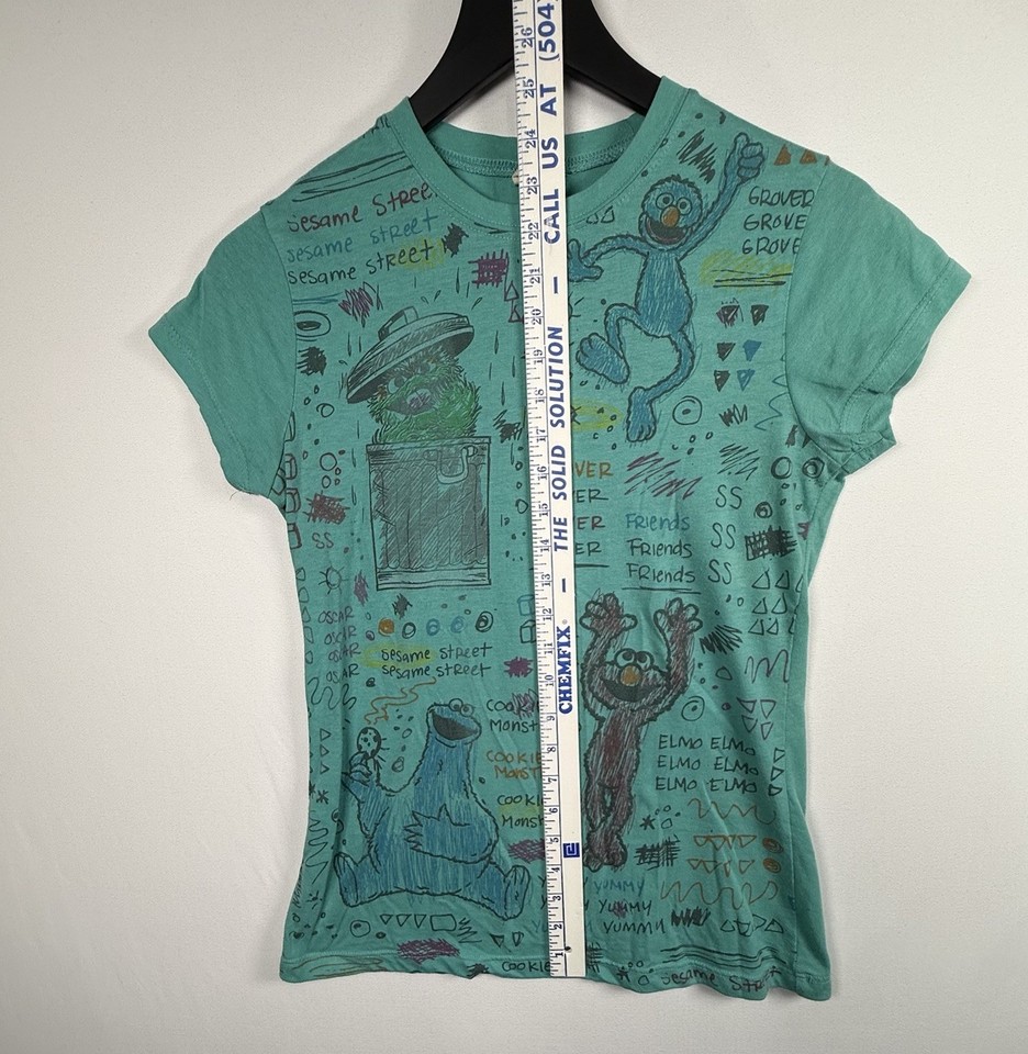 Mighty Fine Sesame Street Grover Oscar Elmo Cookie Monster Tee Teal ...