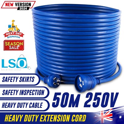 Bayer BEX50M15A 50m 250V 10A Heavy Duty Extension Cord Lead Power ...