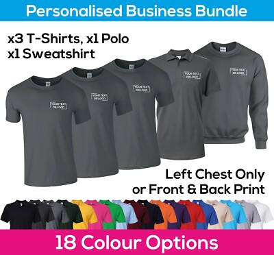 Personalised Printed Workwear Bundle - Business Package T-Shirts Polo ...