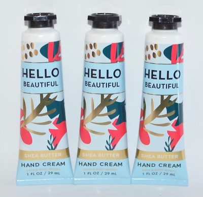 3 BATH BODY WORKS HELLO BEAUTIFUL HAND CREAM LOTION TRAVEL SIZE SHEA ...