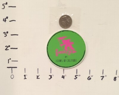 Gotcha Green Pink Neon Vintage Round 3" Sticker 2b | eBay