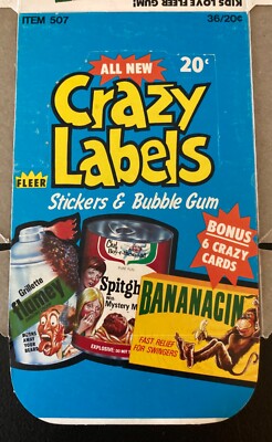 1979 Fleer Crazy Labels Empty Wax Box with Wrappers | eBay