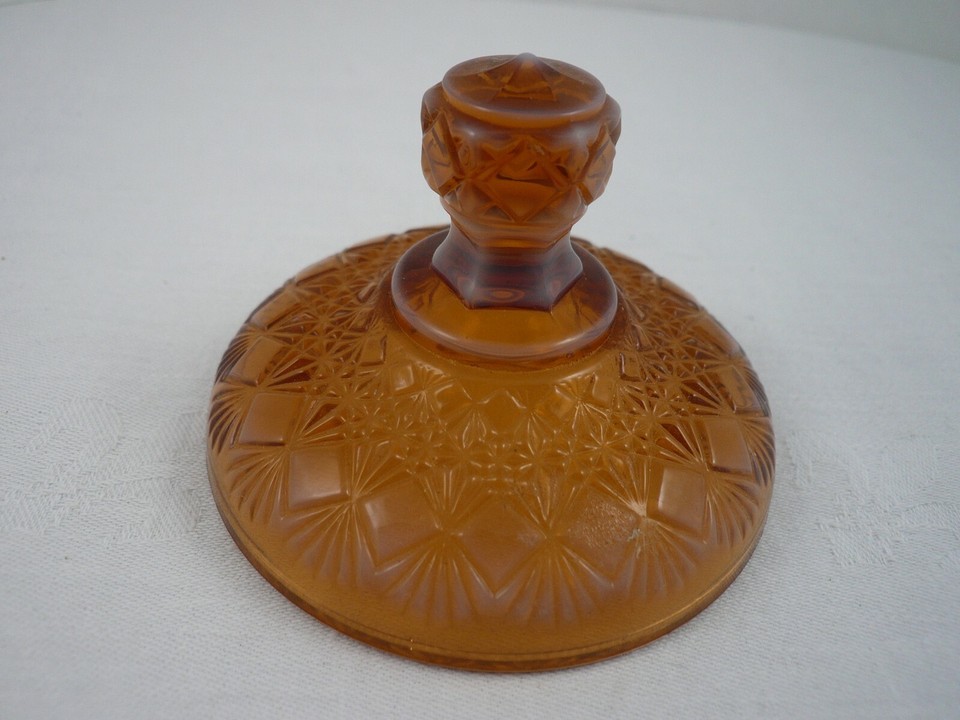 LID ONLY Fenton Olde Virginia Glass Colonial Amber Fine Cut and Block ...