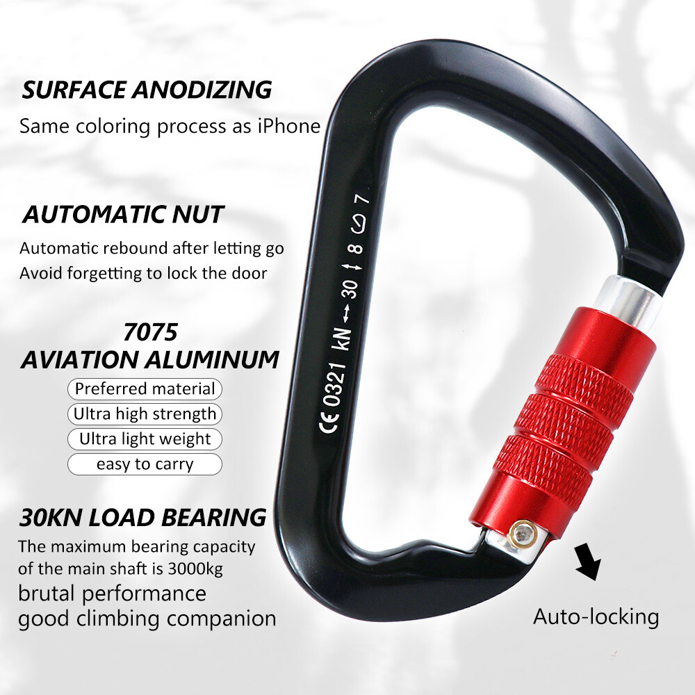 Heavy Duty Screwgate Locking Carabiner D-Ring Clip Hook for Climbing ...