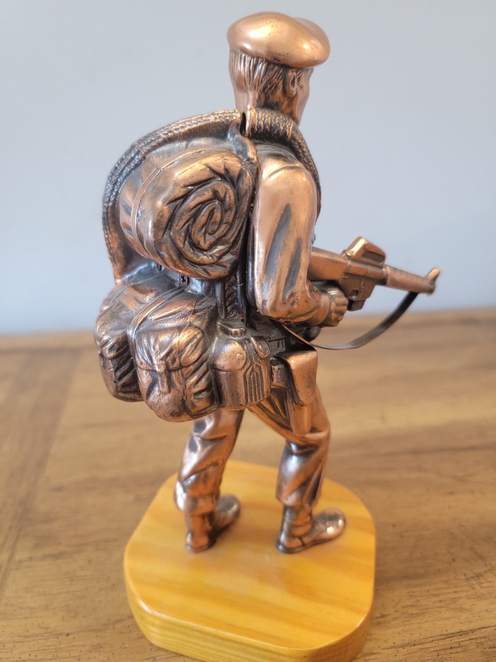Vintage US Army Airborne Paratrooper Statue Bronze Finish on Wood Base ...