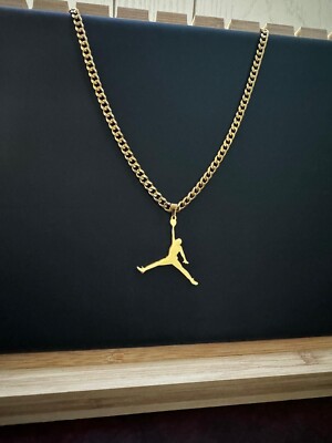 Jordan Jumpman Necklace - 20" or 22" Inch Gold Chain - 5mm Cuban - MJ ...