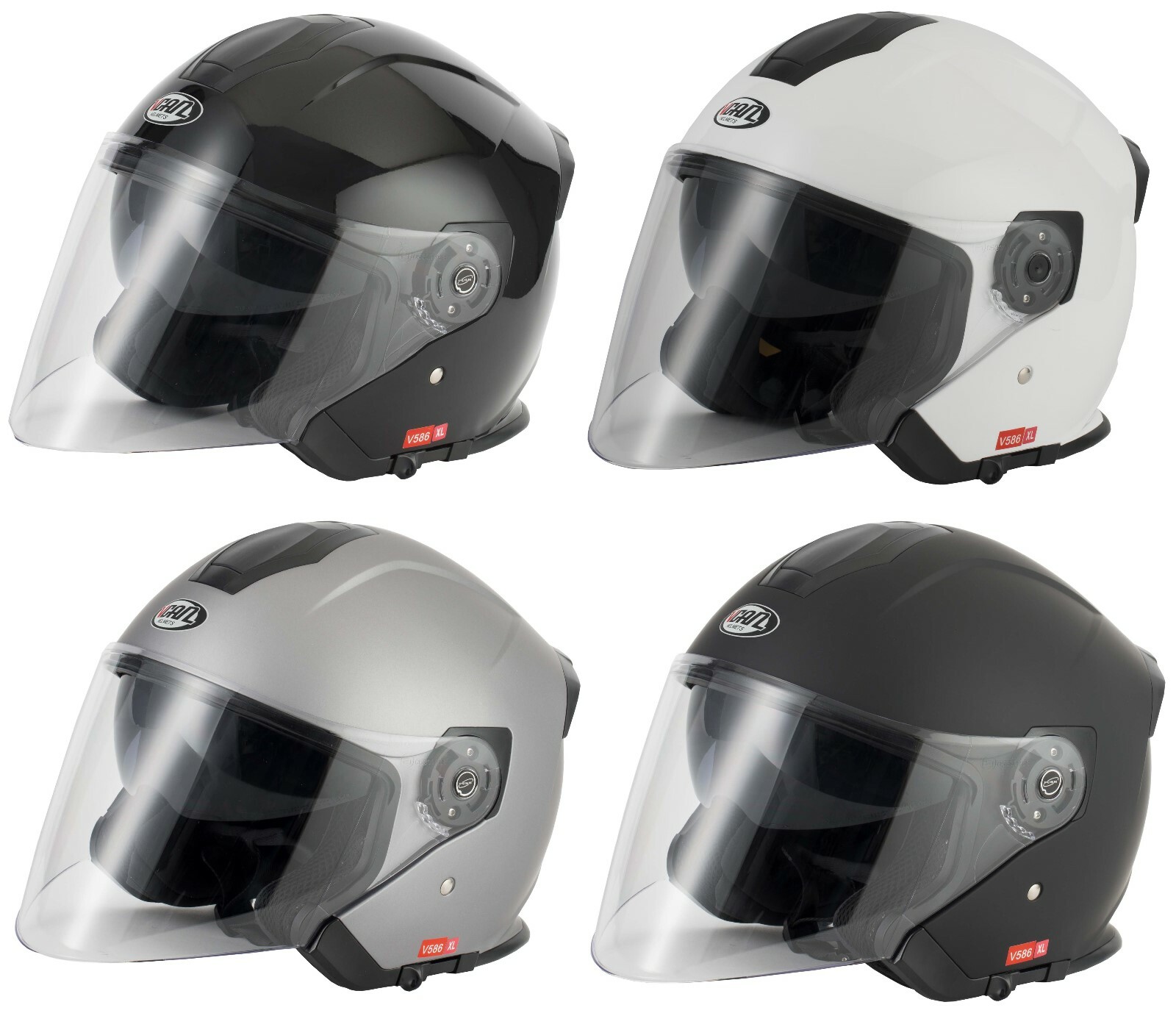 VCAN V586 DUAL VISOR JET STYLE OPEN FACE MOTORCYCLE MOTORBIKE CRASH ...