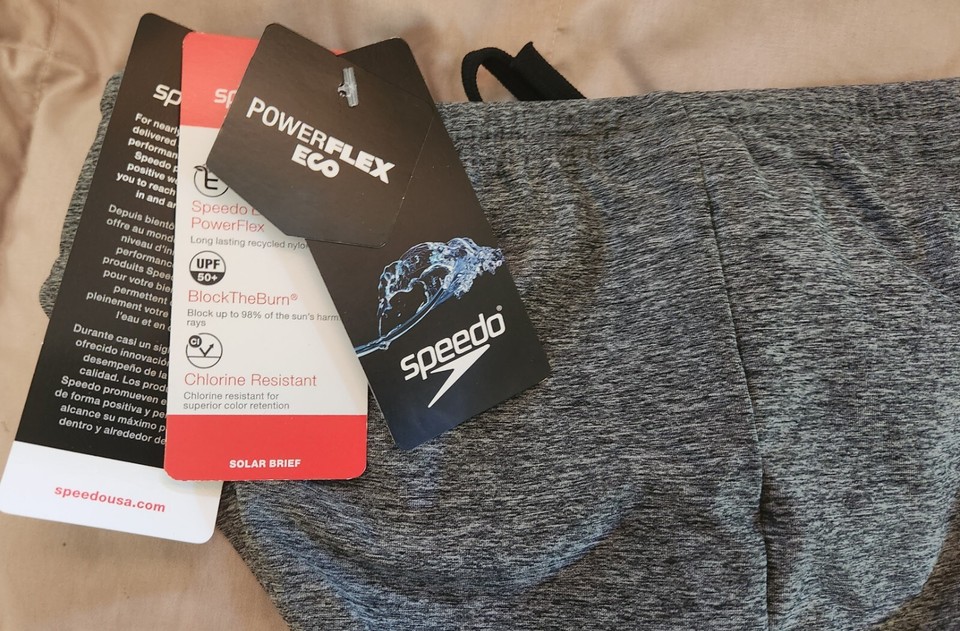 NWT Speedo Powerflex Eco Heather Gray Adult Men Bikini Brief Swimwear ...