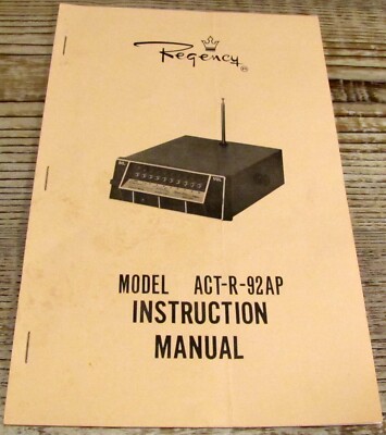 RARE Regency ACT-R-92AP SCANNER Original Operating & Instruction Manual ...
