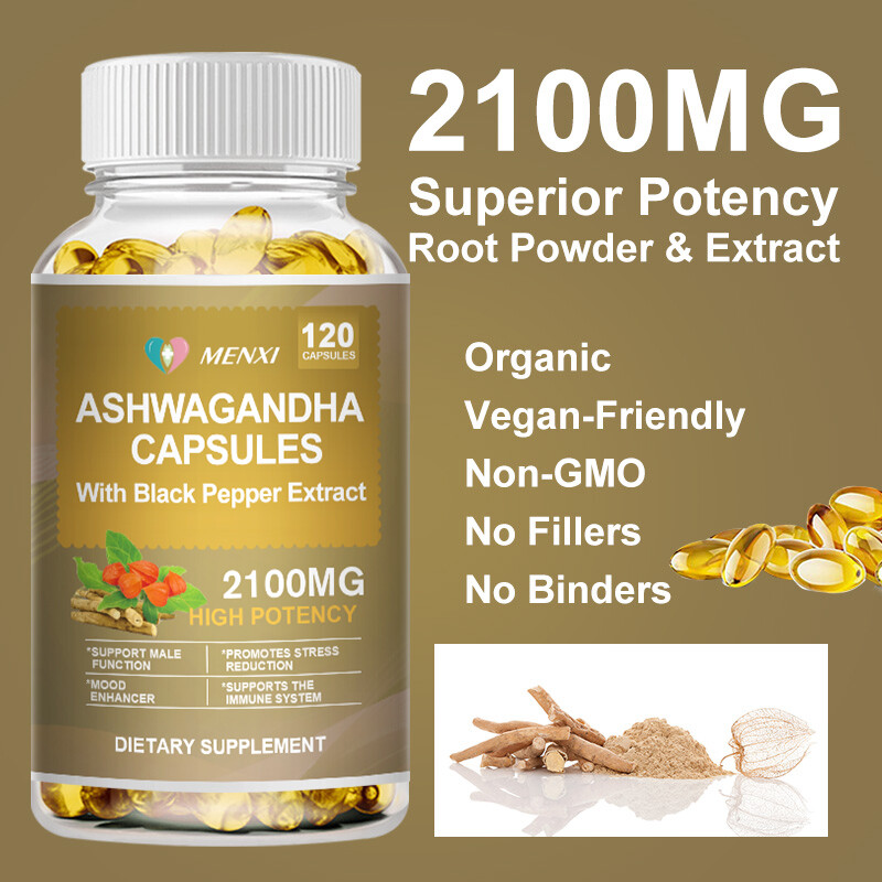 Organic Ashwagandha 2100mg Relief Stress Anxiety Boosts Immunity 120 ...