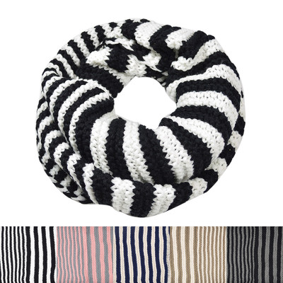 Premium Winter Classic Striped Knit Infinity Loop Circle Scarf - Diff ...