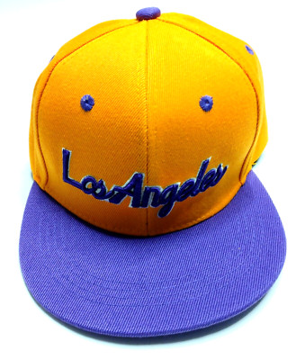 LOS ANGELES LAKERS HAT Gold w/ Purple Script Basketball Cap (Adult/Adj ...