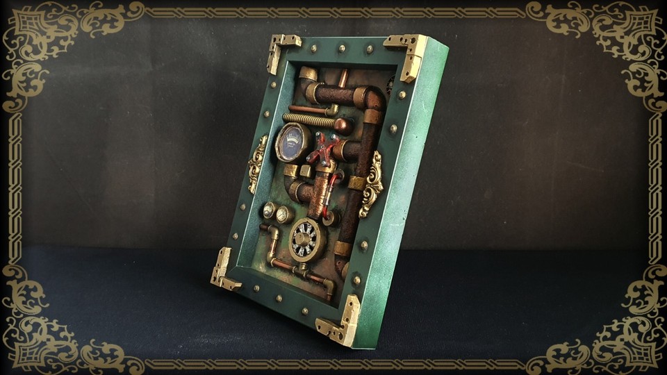 Handmade Steampunk Box Frame cosplay retro accessory LARP - SEE VIDEO ...
