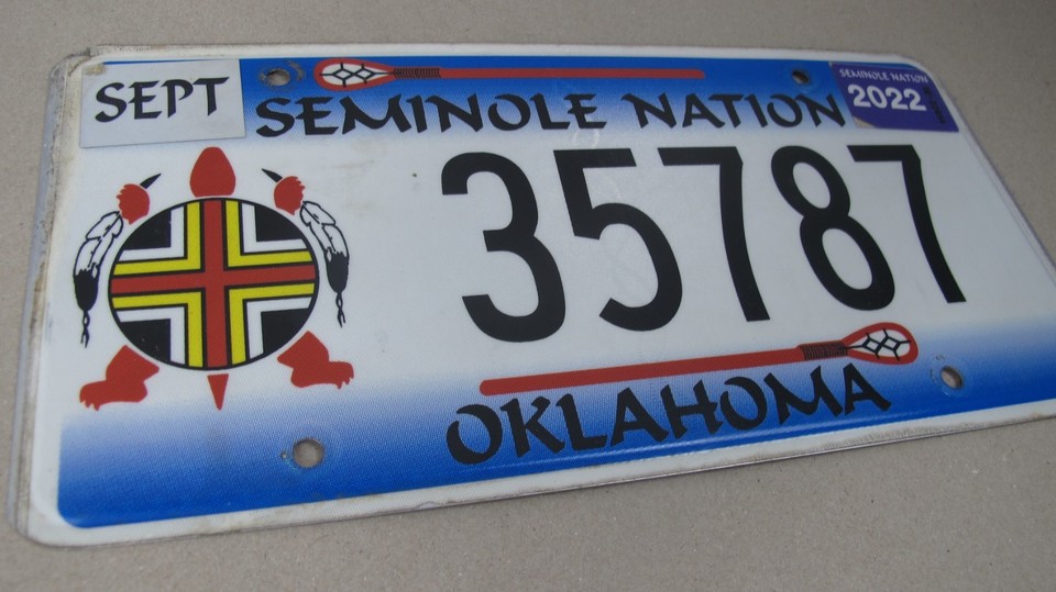OKLAHOMA flat US licence/number plate Seminole Nation/Native America ...