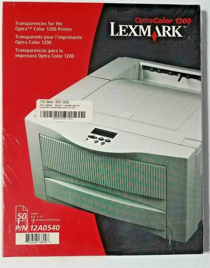 Lexmark 8 1/2" x 11" Color 1200 Printer Transparency 50 ct, P/N 12A0540 ...
