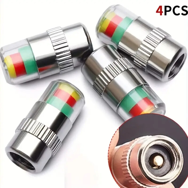 4 Pk Tire Pressure Check Valve Stem Caps Fit All Cars, SUV's, Trucks | eBay