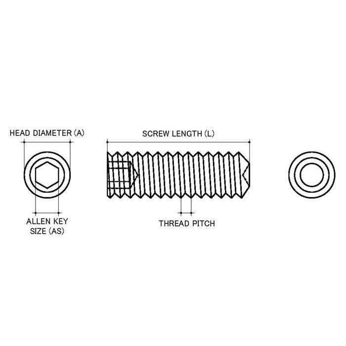 Pack of 1 Plain Black Socket Set Screw M4 x 0.70p x 25mm Metric G14.9 ...