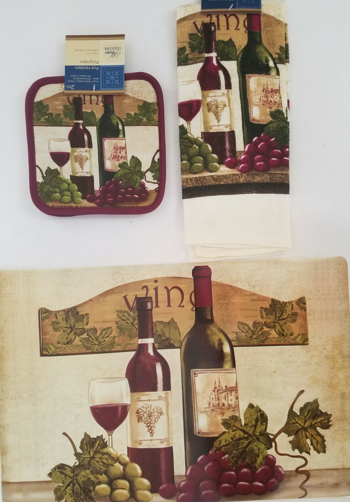 Kitchen Linen & Placemats Twin Wine Theme, Select: Item(s) | eBay