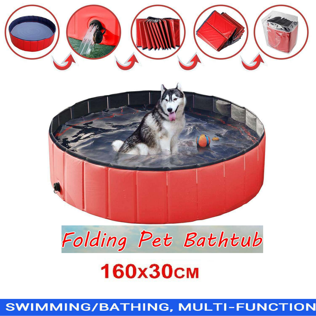 Xxlarge Dog Puppy Pool Foldable Bath Swimming Pool Kids Shower Dog