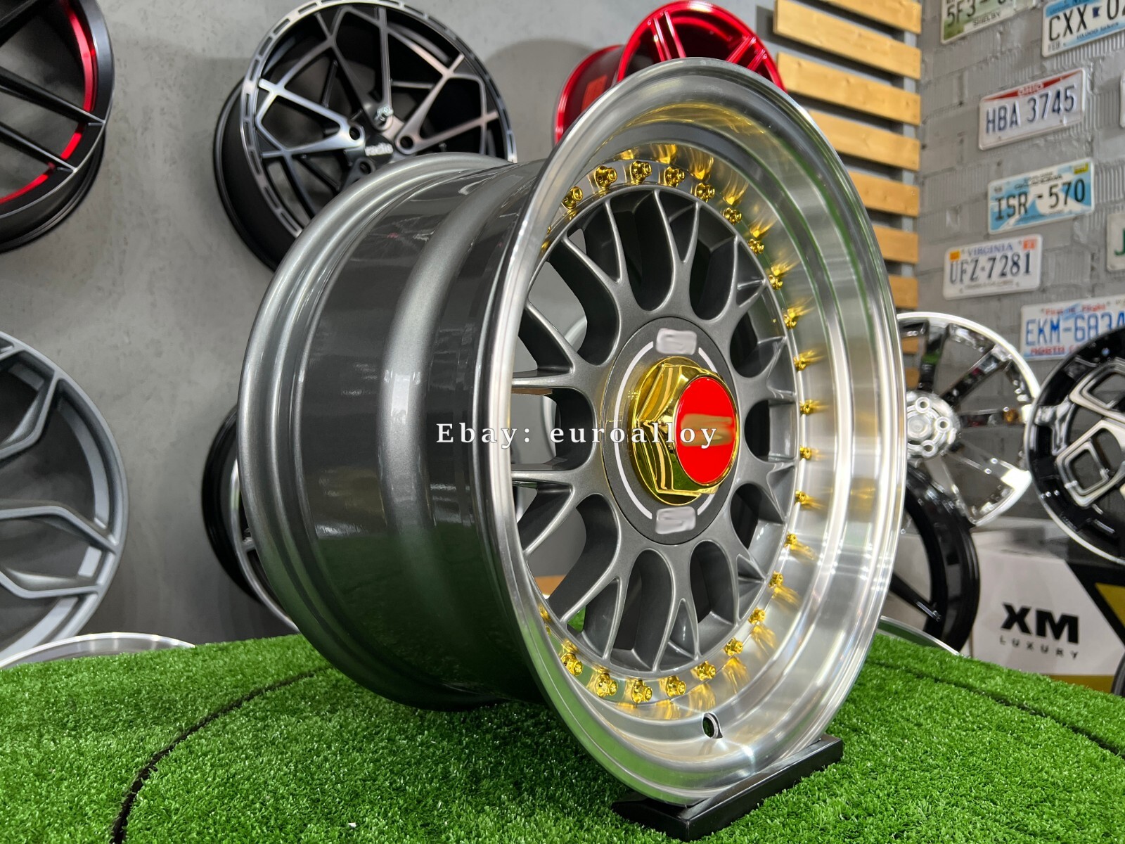 4 x 15 Inch 4x100 RS Style Grey+Gold Wheels: Fits For Honda BMW E30 ...