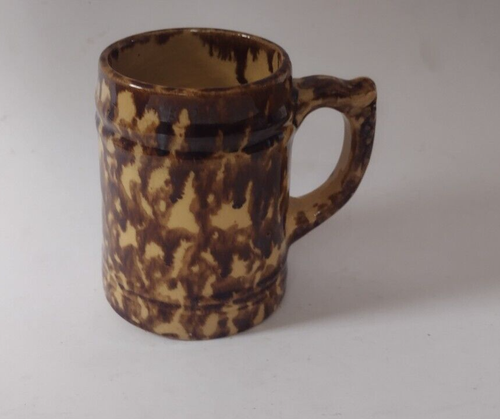 ANTIQUE BENNINGTON POTTERS ROCKINGHAM POTTERY BROWN SPONGEWARE BEER ...