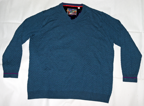 Robert Graham Men's Long Sleeve Geometric 100% Wool V-Neck Sweater Size ...