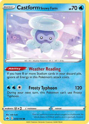 034/198 Castform Snowy Form - Common | eBay Australia