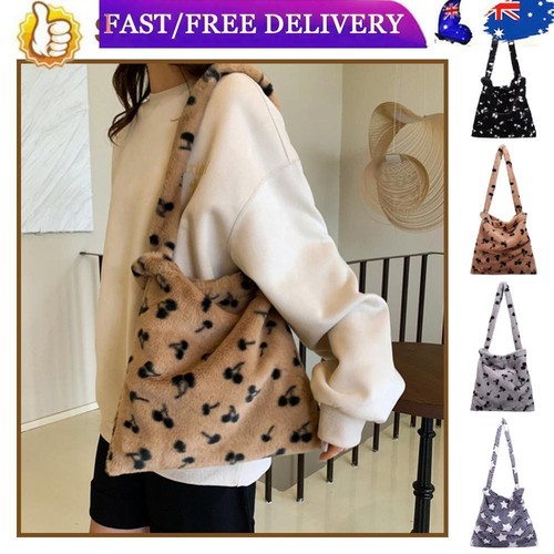 Women Winter Fluffy Shoulder Bag Plush Large Capacity Handbag Bag Tote ...