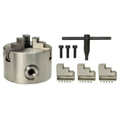 4'' 3 Jaw Lathe Chuck Self centering Hardened Plain Back Inside Outside ...