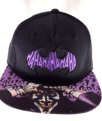 Batman JOKER Adult Ball Cap Snap Back Black Purple Flat Brim HaHaHaHa ...