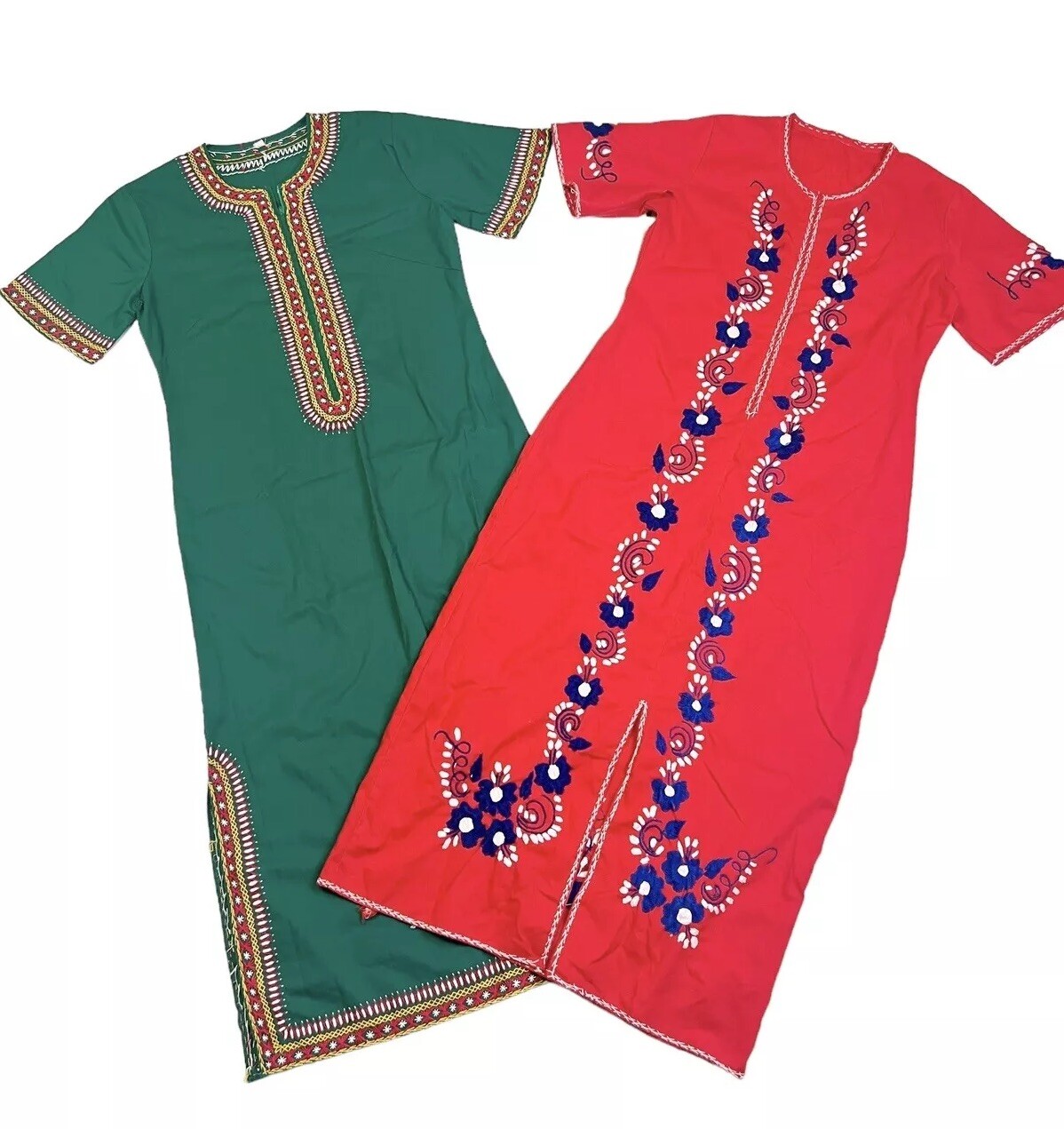 Vtg 70s Vintage Retro Kaftan Maxi Dress Mexican Flowe… - Gem