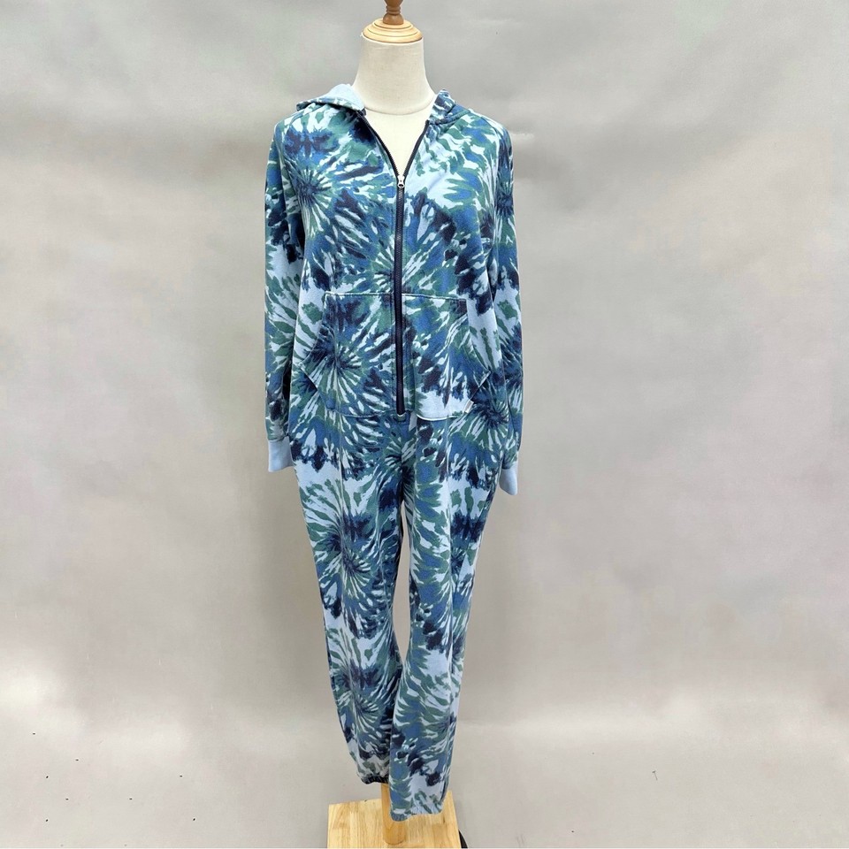 Eddie Bauer Cozy Camp Full-Zip Tie Dye Jumpsuit One Piece Hoodie Size ...