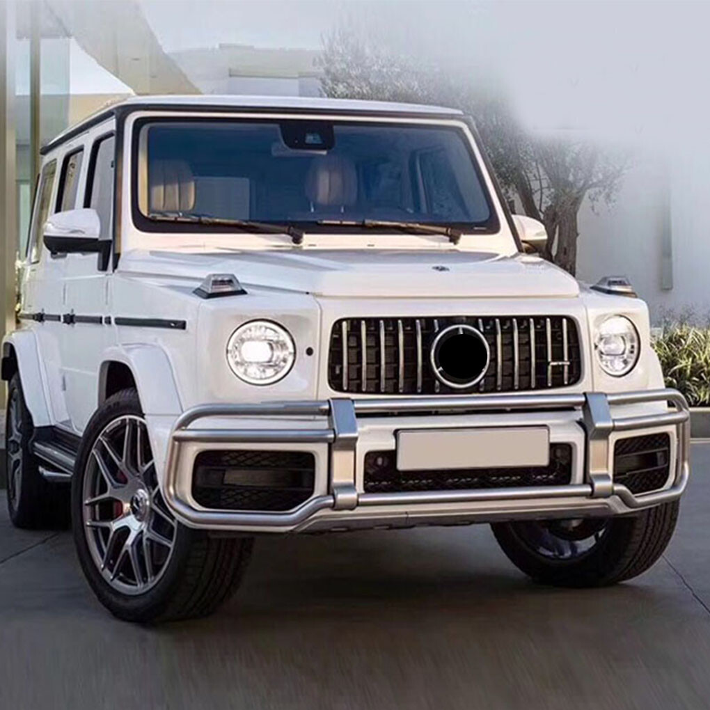 For Benz W463A G63 AMG 19-23 Silver Steel Front Bumper Protector Bull ...