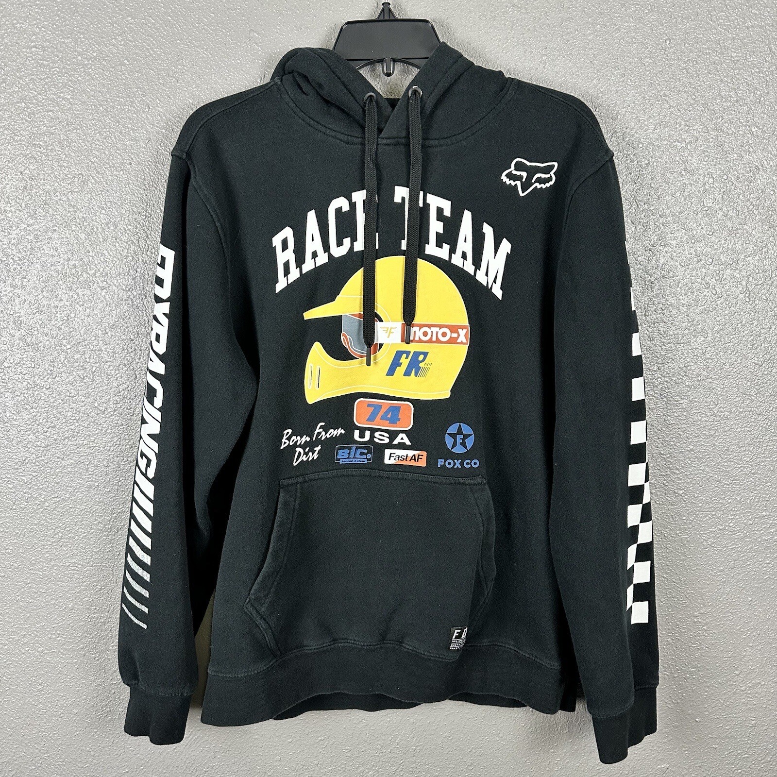 Fox Racing Race Team Hoodie Men’s Medium Black Moto-X Born From Dirt ...