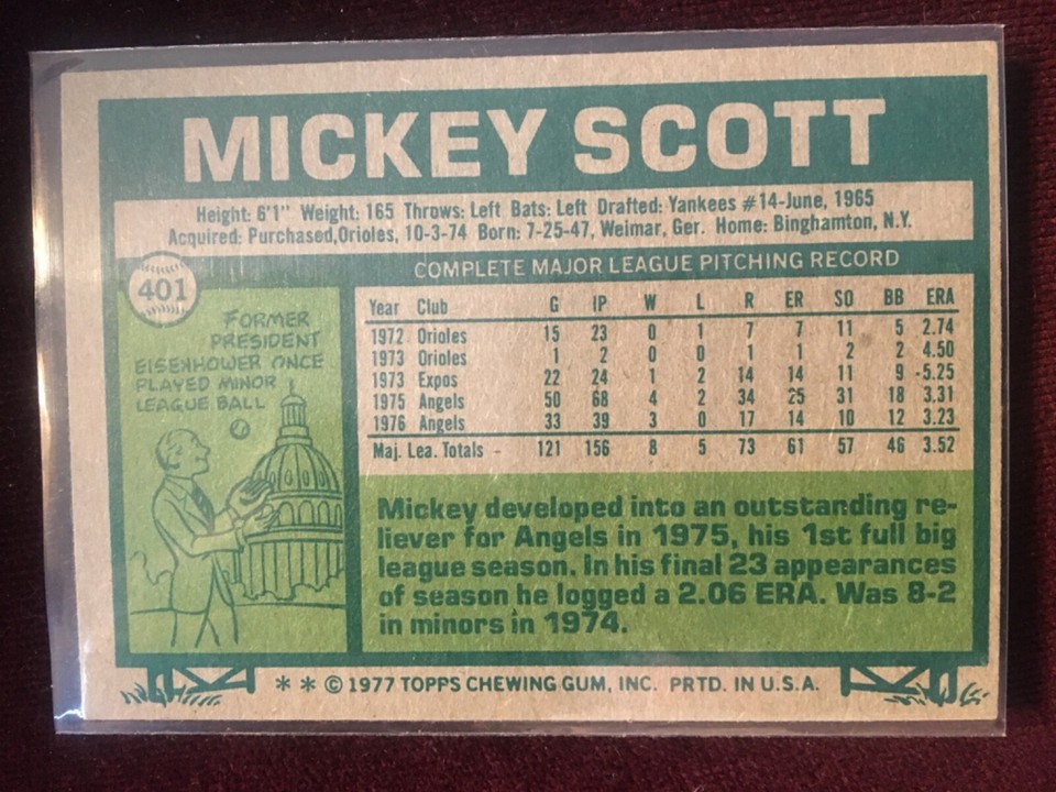 1977 Topps #401 Angels Mickey Scott Baseball Card | eBay