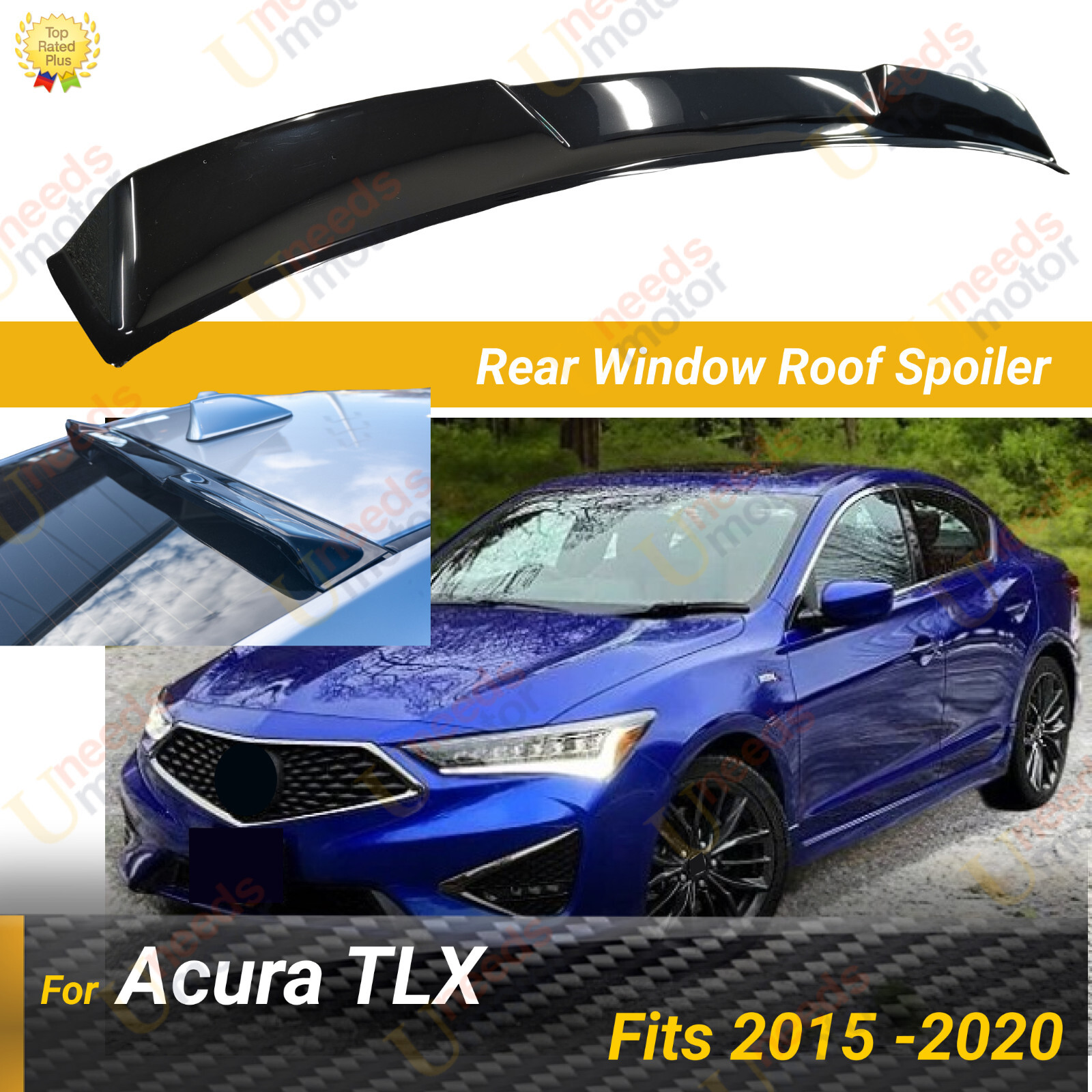 For Acura ILX 2013-2022 V Style Gloss Black Rear Roof Window Visor ...