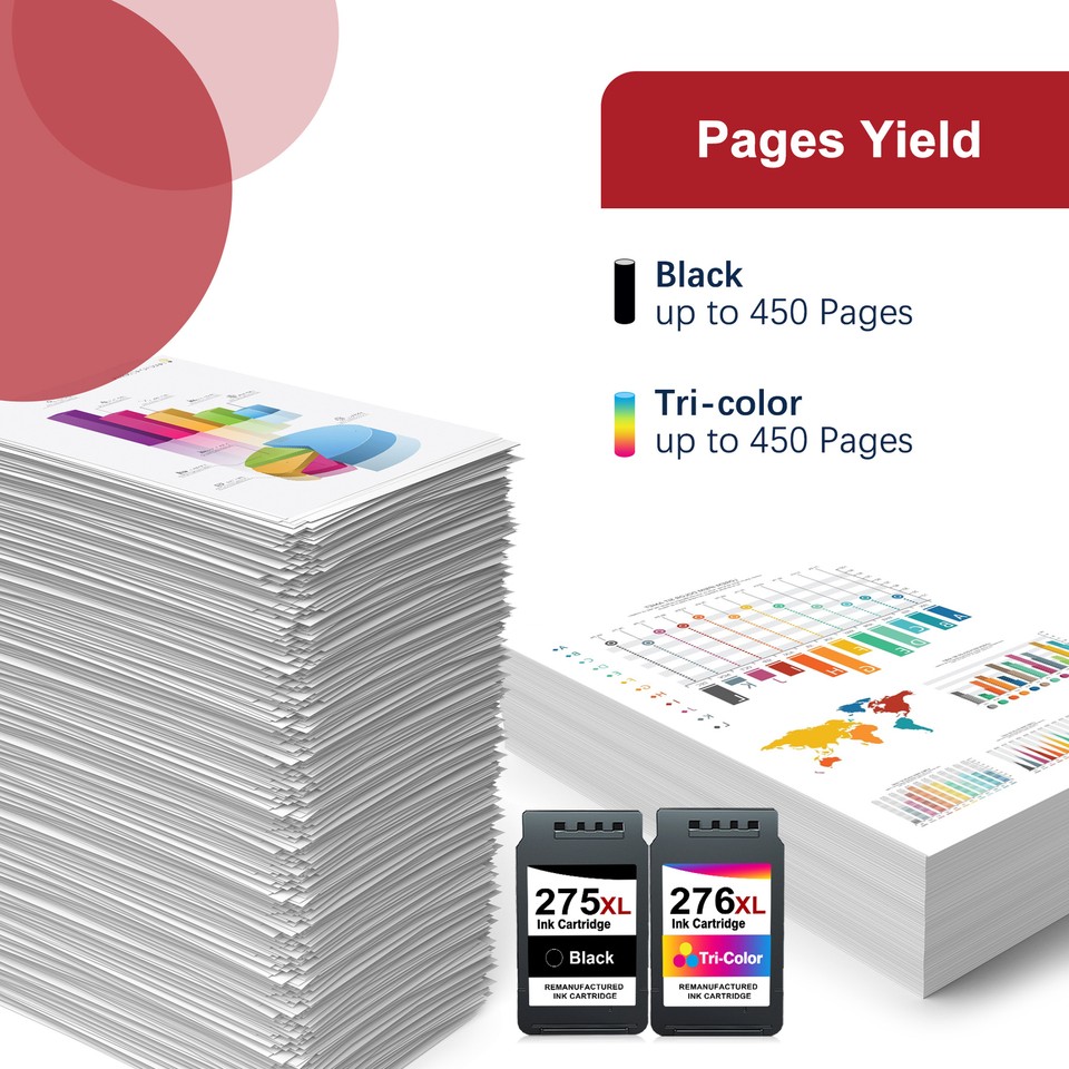 PG-275XL CL-276XL Ink Cartridge for Canon Pixma TS3500 Series TS3522 ...