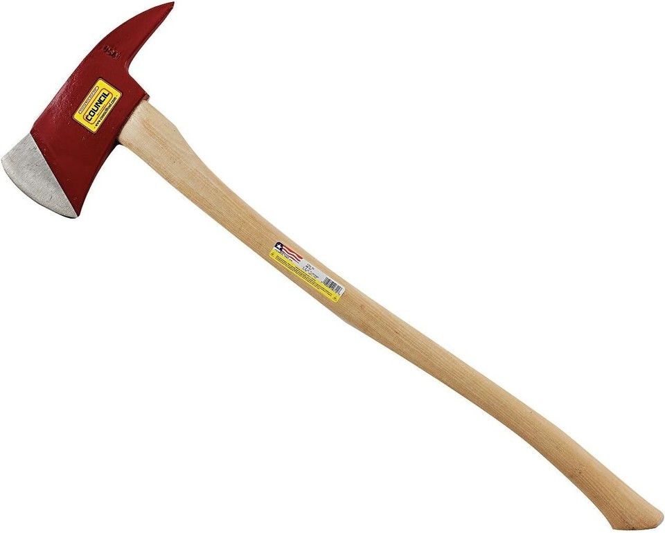 Classic Serrated Pick Head Axe - 36in Curved Hickory Handle, Red Enamel ...