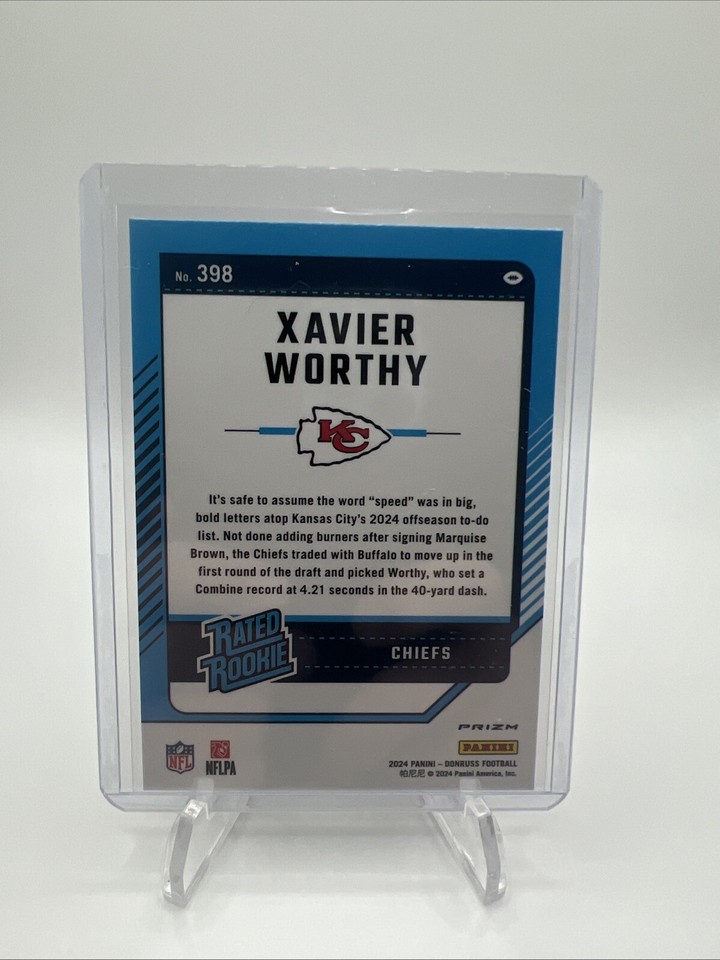 2024 Panini Donruss Xavier Worthy #398 Red Pandora Optic Prizm Rated ...