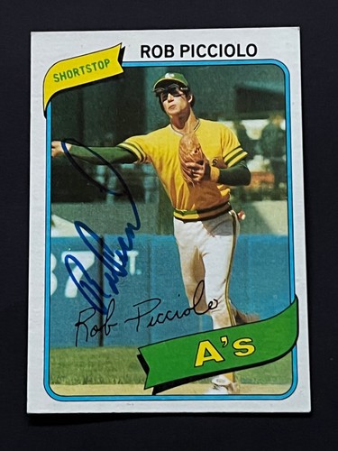 Rob Picciolo Signed Autograph 1980 Topps Baseball #158 A's | eBay