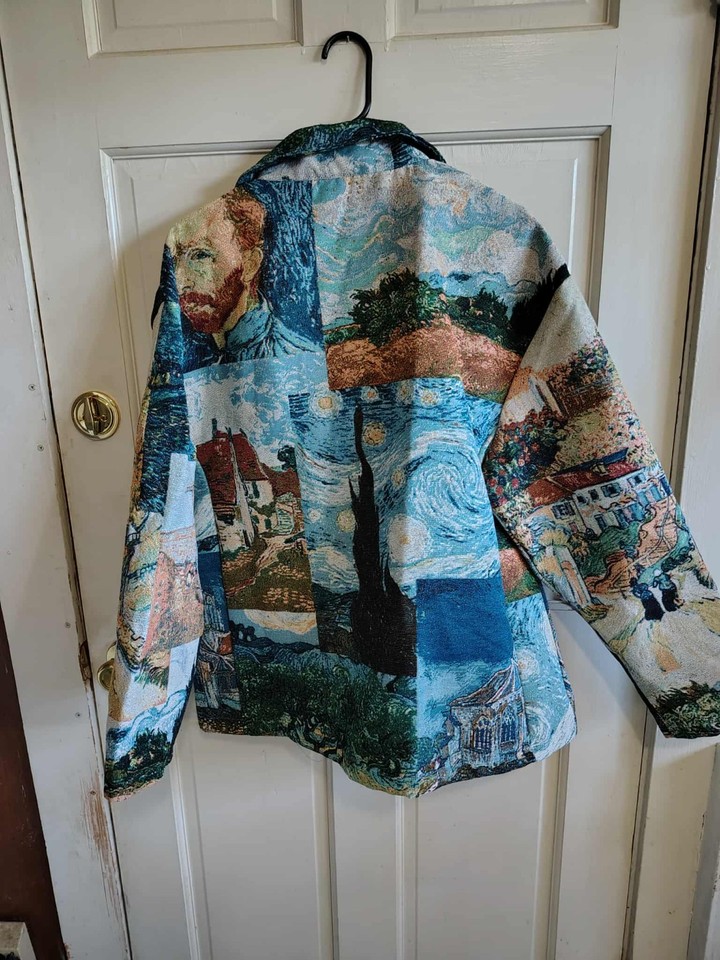 Rebel Vengeance Woven Mens L Tapestry Shirt Jacket Van Gogh The Starry ...