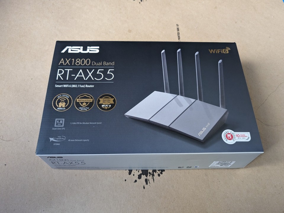 ASUS AX1800 Dual Band WiFi 6 Gigabit Router - White (RT-AX55) Smart ...