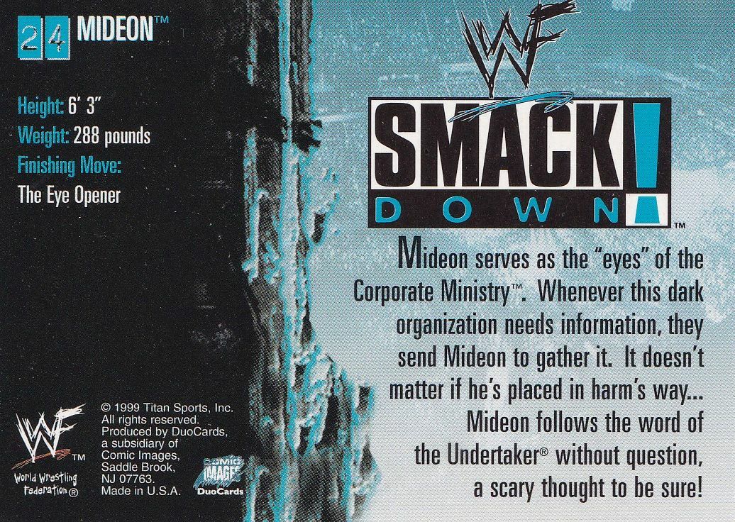 Mideon Signed 1999 Comic Images WWF SmackDown Rookie Card #24 WWE RC ...
