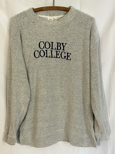 Colby College Mules Men's Large League Gray Embroidered Logo Crewneck ...