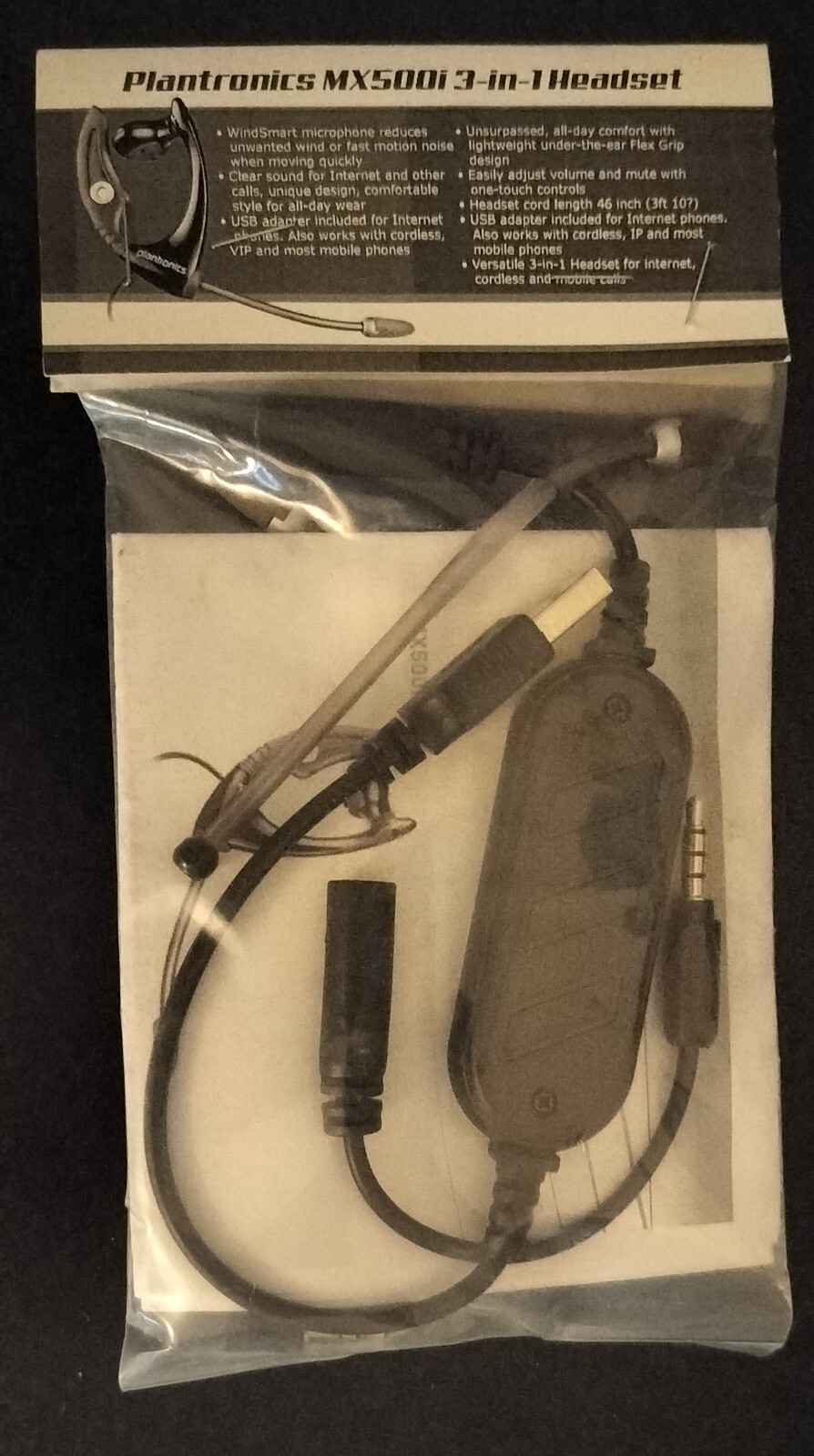 Plantronics MX500i Ear-Hook Headset 3-in-1 with USB Adapter 17229123571 ...