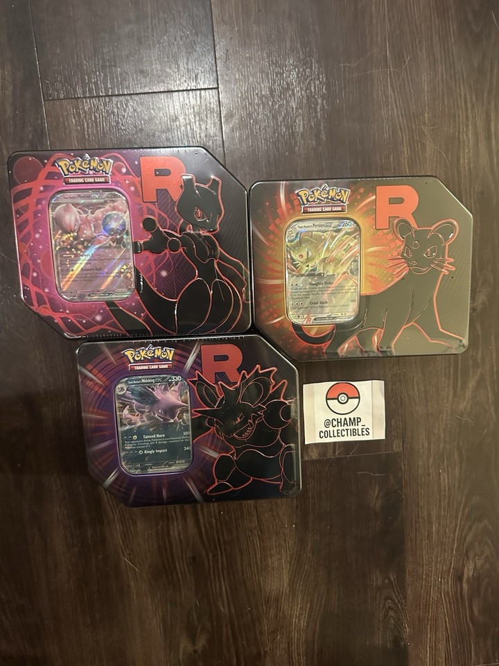 Sealed Destined Rivals Team Rocket Tin Set of 3 ( Mewtwo, Nidoking ...